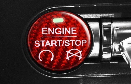 Red Carbon Fiber One-Click Startup Frame Cover For Ford Mustang Shelby ...