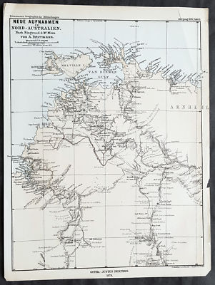 1878 Petermann Antique Map of Northern Territory Australia - William ...