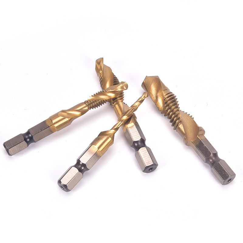 M3-M10 Hex Shank Titanium Plated HSS Hand Screw Thread Metric Tap Drill ...