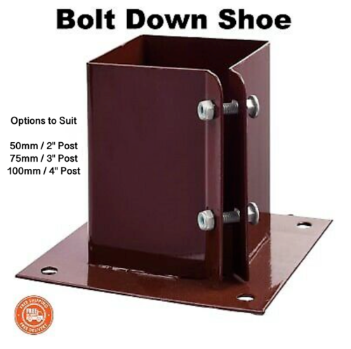 Fence Post Spike Shoe Bolt Down 50mm 75mm 100mm Garden Post Decking A+ ...
