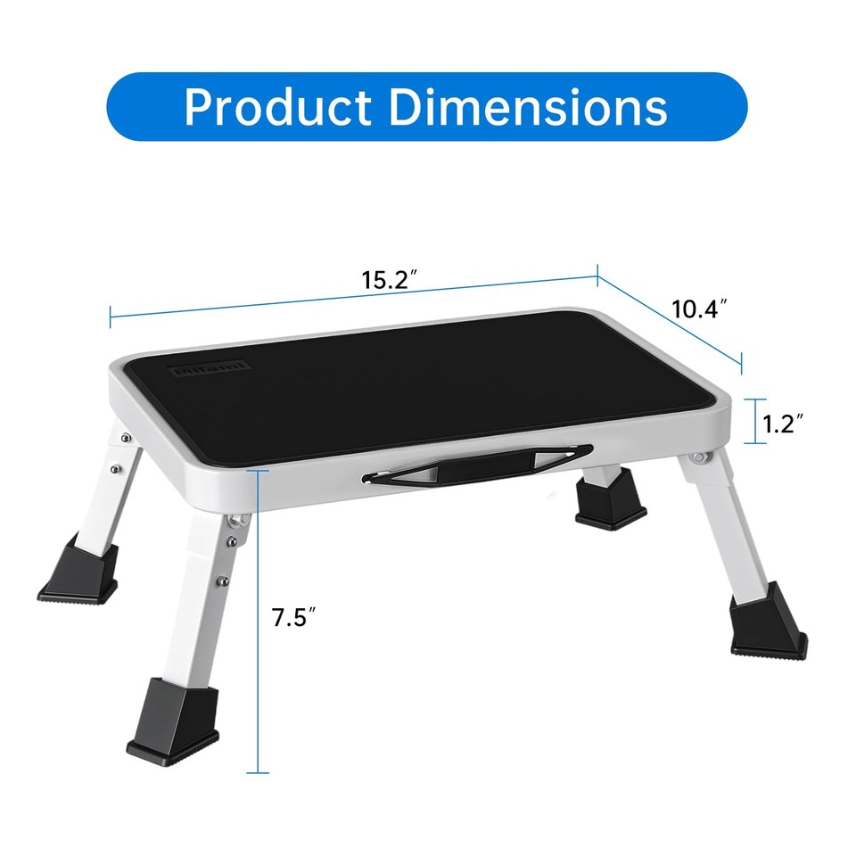 RV Step Stool Foldable 1-Step Stool Ladder Sturdy Metal Stable Step ...