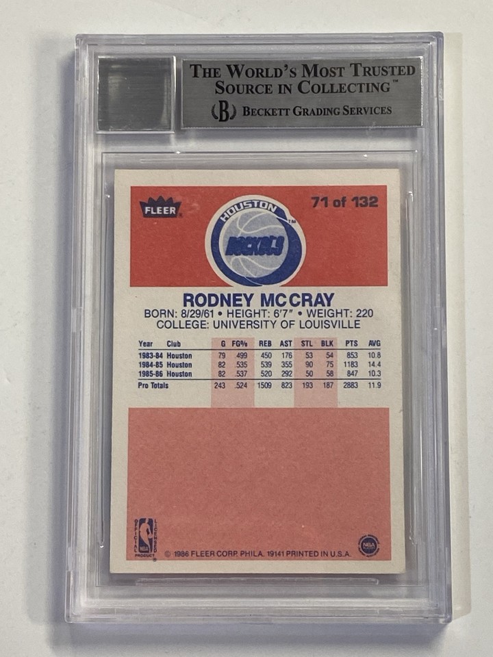 1986 Fleer Rodney McCray #71 Signed Autograph Houston Rockets BAS 10 ...
