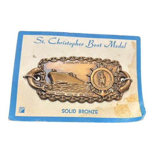 Vintage St. Christopher Boat Medal Solid Bronze Nautical Plaque ...