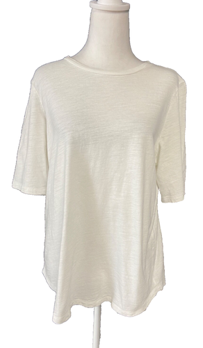 Eileen Fisher Womens White Short Sleeve Tee Shirt Size Medium Organic Cotton | eBay