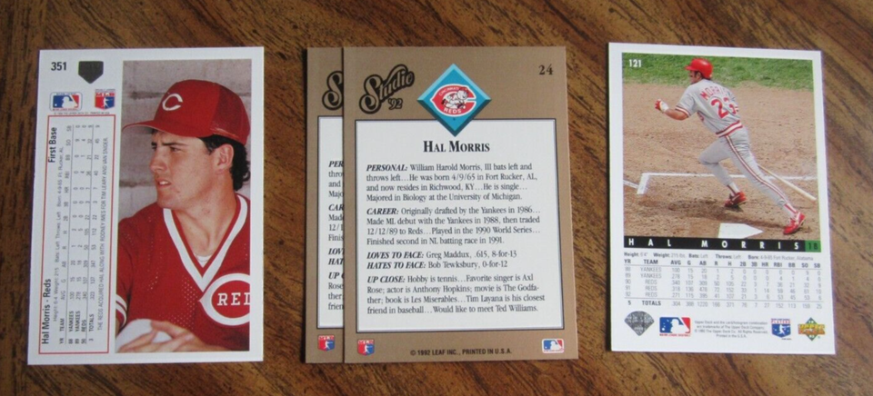 Hal Morris Lot of 4 Trading Cards MLB Baseball Cincinnati Reds | eBay