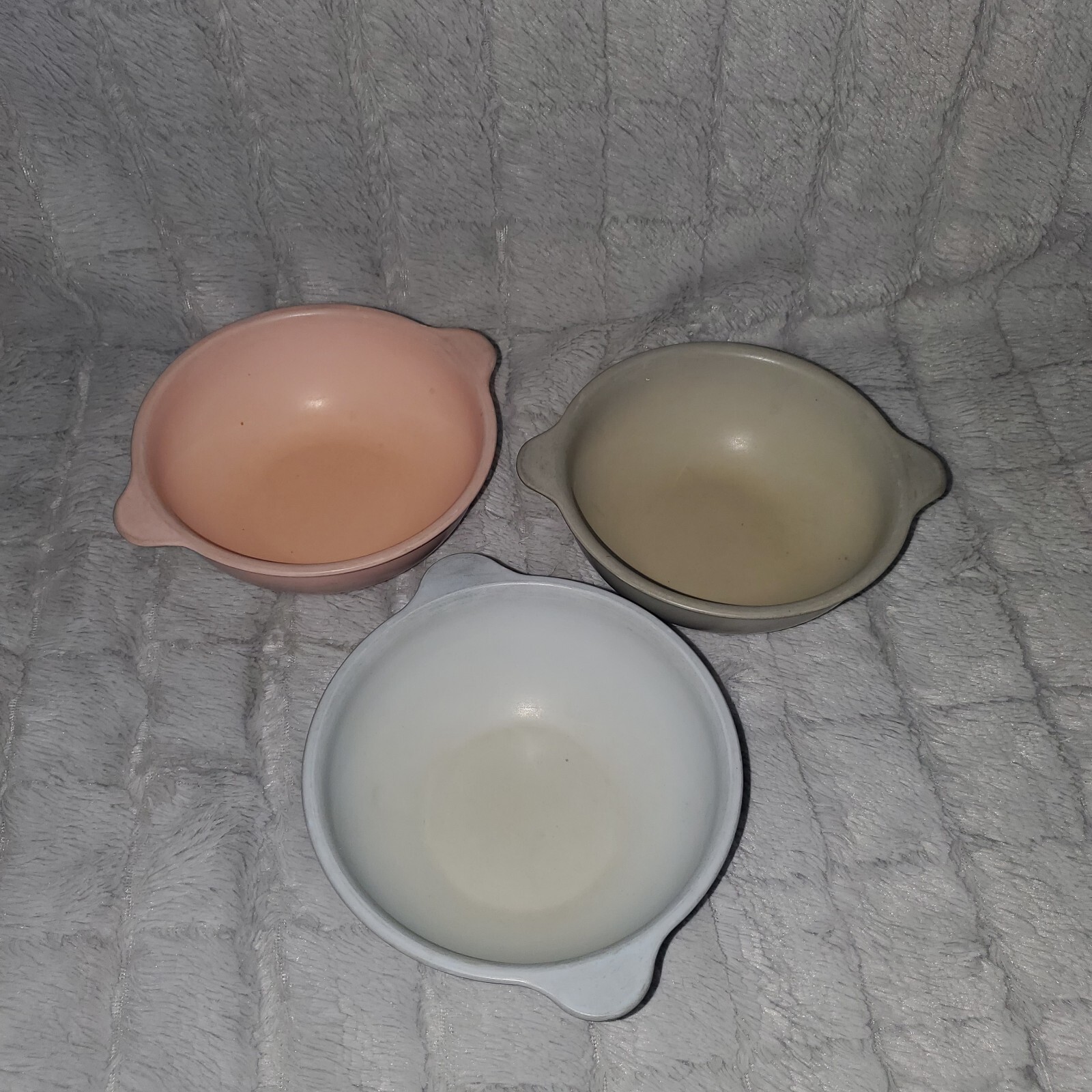 MALLO WARE Bowls with Tabs Lot of Three Pink Blue Green #53 | eBay