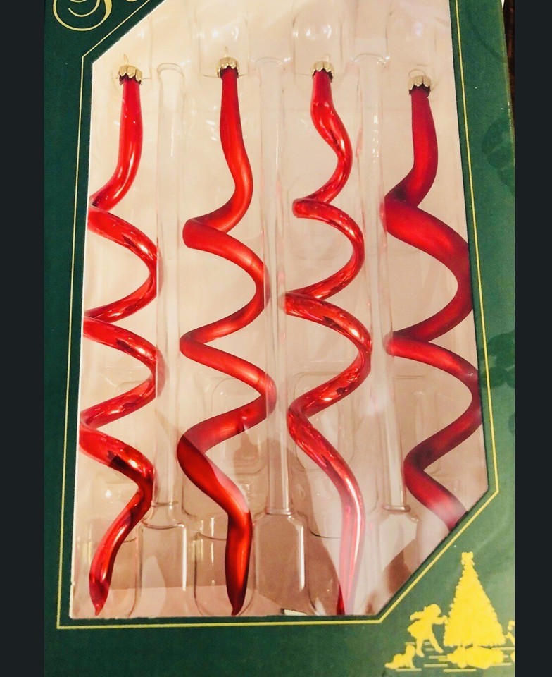 Krebs Christmas Ornament Set Blown Glass 4 Red Icicles | eBay