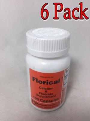 (6PK) Mericon Florical Calcium & Fluoride Supplement, 100 Capsules ...