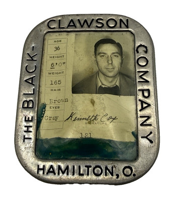 Vintage The Black Clawson Company Employee Photo ID Badge Hamilton Ohio ...