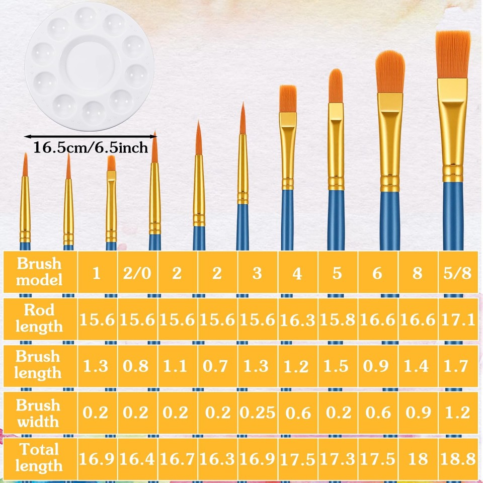 24 Set Artist Paint Brush & Palette, Acrylic Paints Brush with 24 Color ...