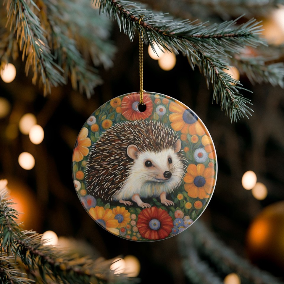 Hedgehog Art Ceramic Ornament Christmas Tree Decoration | eBay