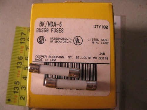 2x BK/MDA-5 Cartridge Fuses 250V 5A Time Delay Ceramic Size/:3AB (6.3 x ...