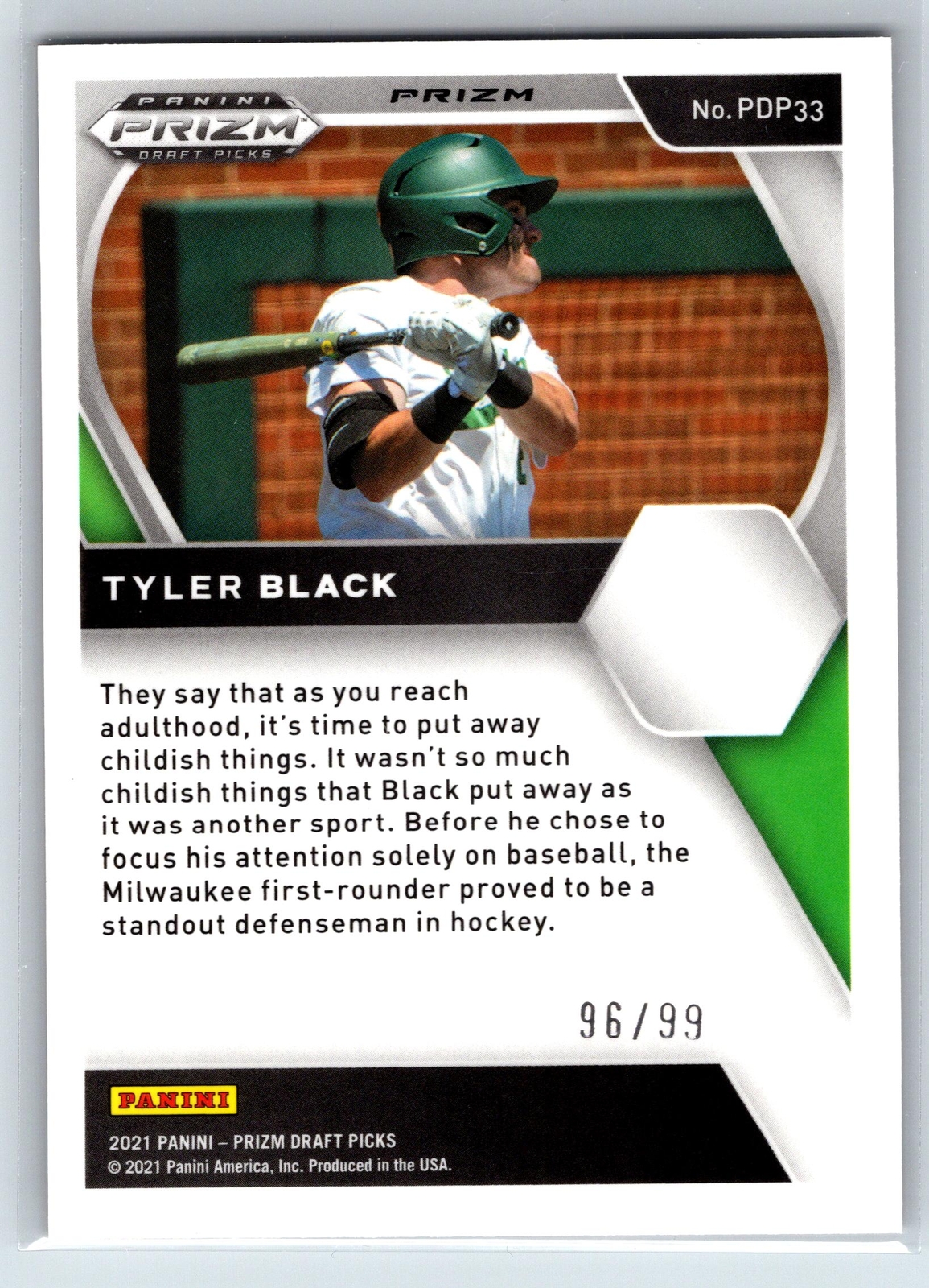 Tyler Black 2021 Panini Prizm Draft Tiger Stripes Prizm SN #/99 Wright ...