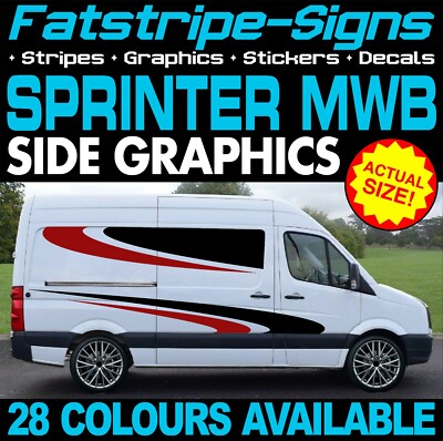 to fit MERCEDES SPRINTER MWB GRAPHICS STICKERS STRIPES RACE CAMPER VAN ...