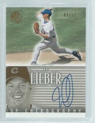 JON LIEBER 2002 UPPER DECK SP CHIROGRAPHY GOLD CUBS ON CARD AUTO #D 9/ ...