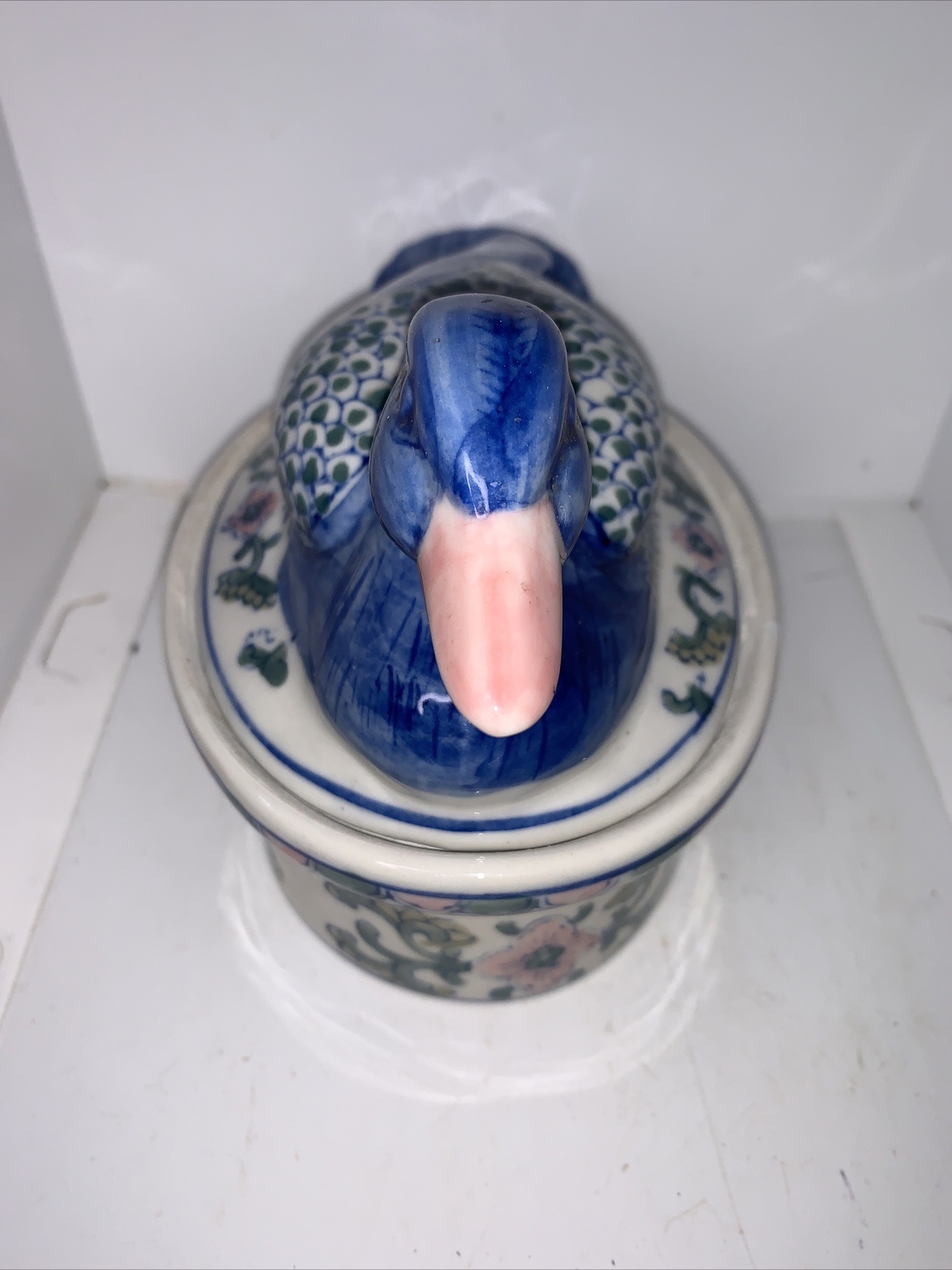 VINTAGE Porcelain Covered Duck Single Serve Terrine Or Large Trinket ...