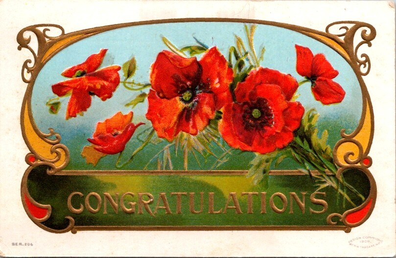 Vintage Congratulations Postcard Congratulations Vintage Post Card,