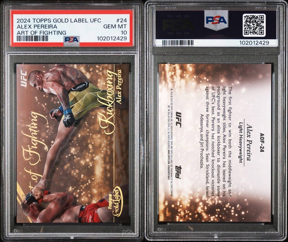 Alex Pereira Art Of Fighting PSA 10 Case Hit 2024 Topps Gold Label UFC ...