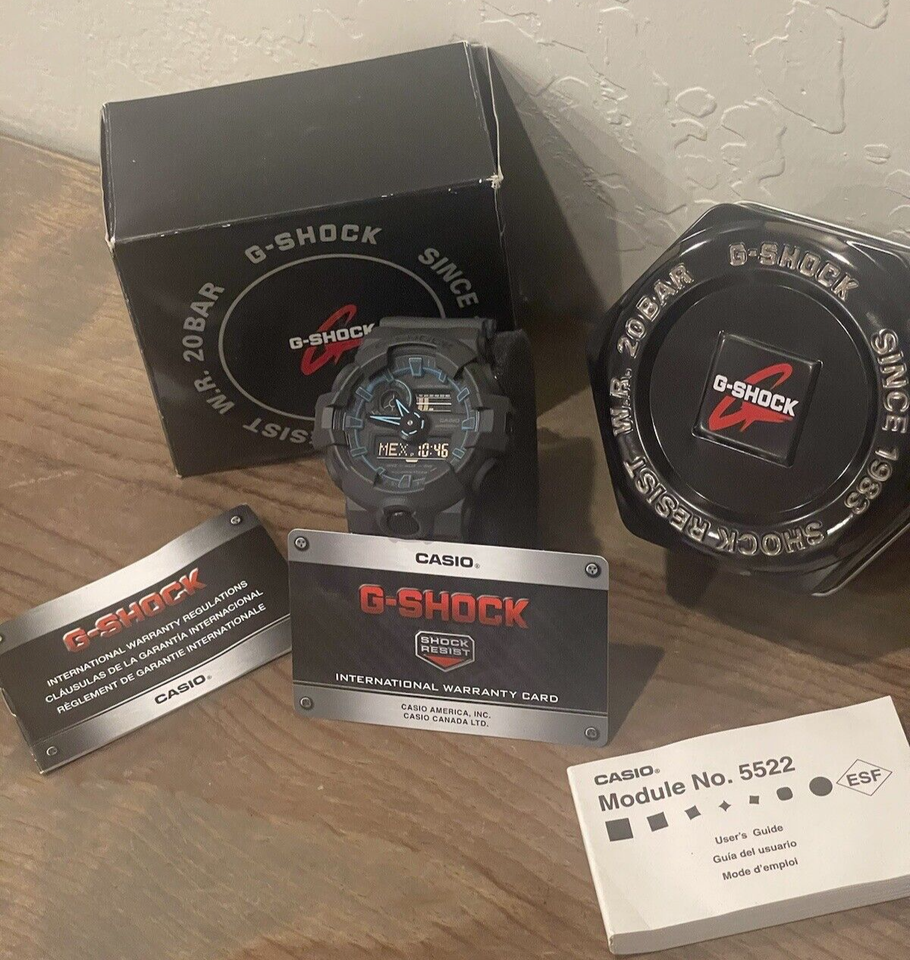 NEW Casio G-Shock #5522 Black & Blue Water Resistant Men’s Watch GA-700 ...