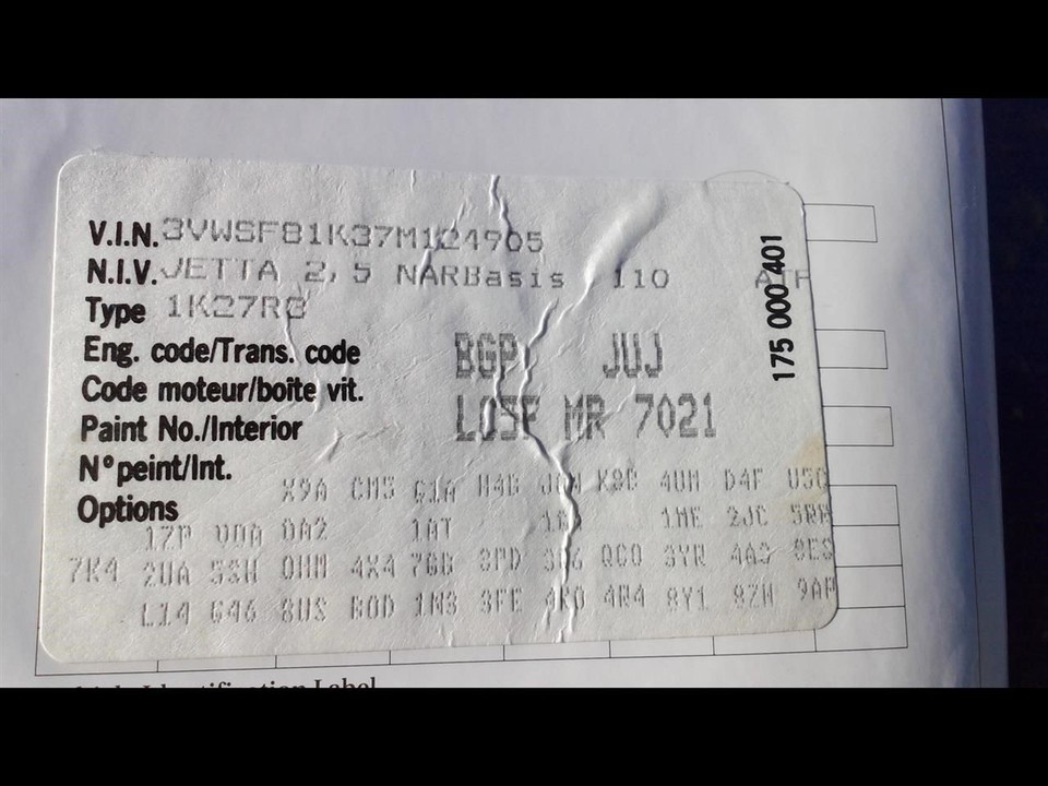 Engine 2.5L VIN P 5th Digit Engine ID Cbua Fits 05-14 JETTA 30604014 | eBay