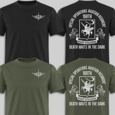 NEW 160th Airborne NIGHT STALKERS SOAR Death waits In The Dark T shirt ...