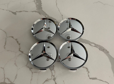 SET OF 4 Mercedes Benz Chrome 75MM Wheel Rim Center Hub Caps logo star ...