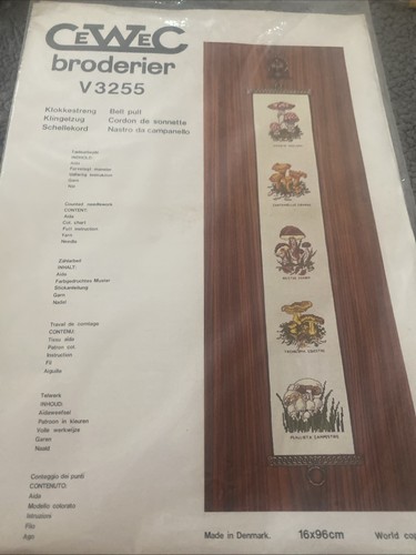 Vintage Cewec Broderier V 3255 Mushrooms Bell Pull Criss Stitch Kit ...