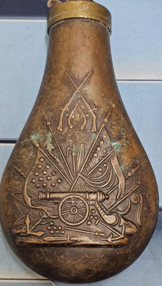 Vintage Black Powder Or Shot Brass Copper Canister Flask 8 Inch Made In ...