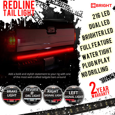60" Redline Flexible LED Tailgate Light Bar Turn Signal Brake Back Up ...