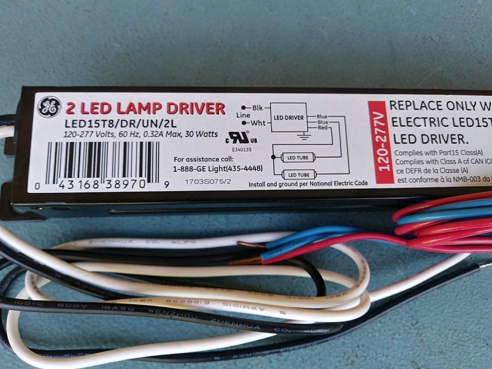 GE 2 LED LAMP Driver LED15T8/DR/UN/2L 2-lamp 120-277V 30W, g166 | eBay