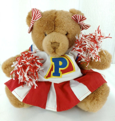 Teddy Bear Cheerleader Plush 10" Stuffed Animal P Pawsenclaws & Co Red ...