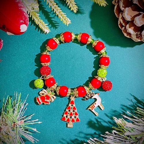Elk Merry Christmas Bracelet Mistletoe Braided Xmas Bracelet Women Men ...