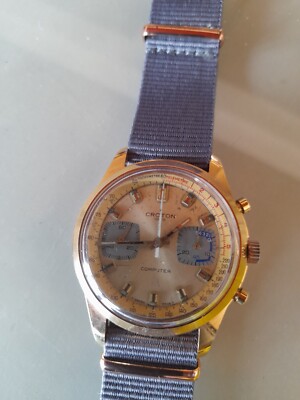 Croton 1878 Computer Chronograph 1970s Manual Valjoux 7733 Mens Watch ...