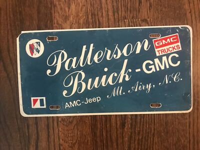 License Plate Dealer PATTERSON Buick GMC AMC Jeep Mt. Airy NC A ...