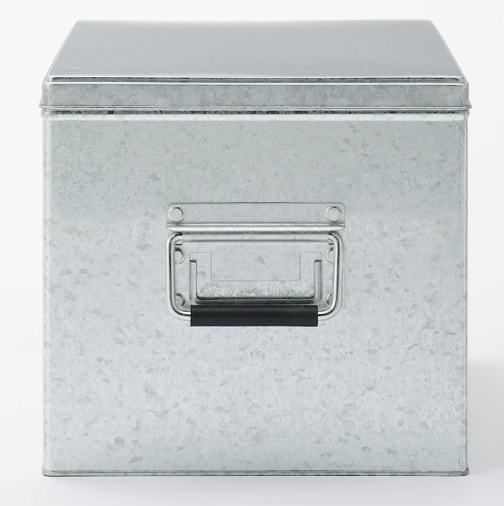 MUJI MoMA Large Galvanized Iron Box 10.2 in × 14.5 in × 9.4 in Silver ...