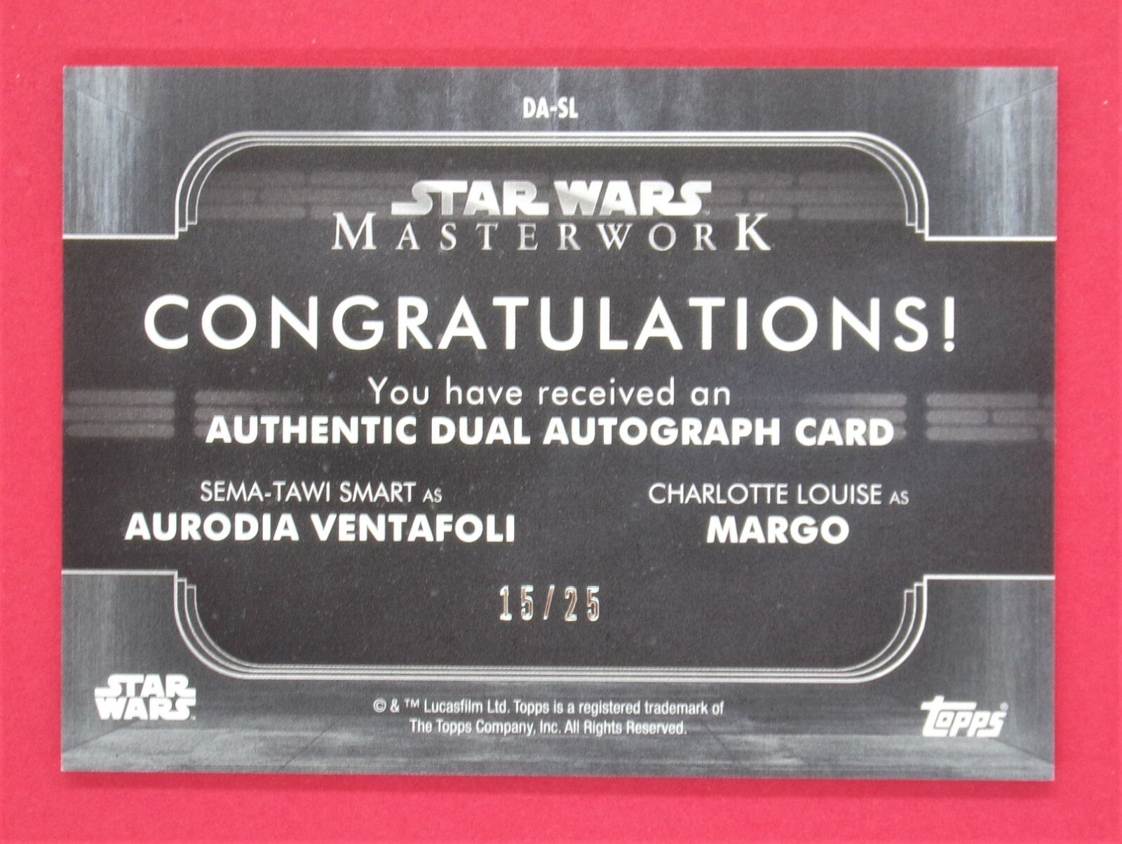 2020 Star Wars Masterwork Sema-Tawi Smart / C. Louise 15/25 Dual AUTO ...