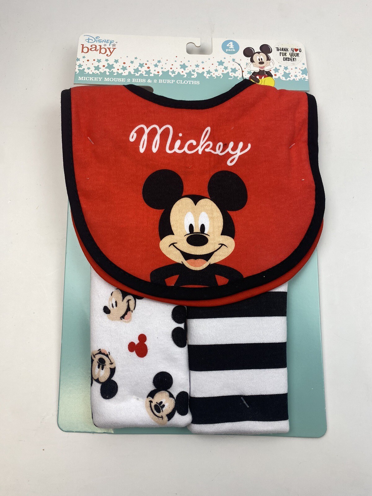 Disney Baby Mickey Mouse 4 Bibs and 4 Burp Wash Cloths Brand New | eBay