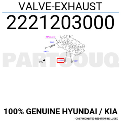 2221203000 Genuine Hyundai / KIA VALVE-EXHAUST | eBay