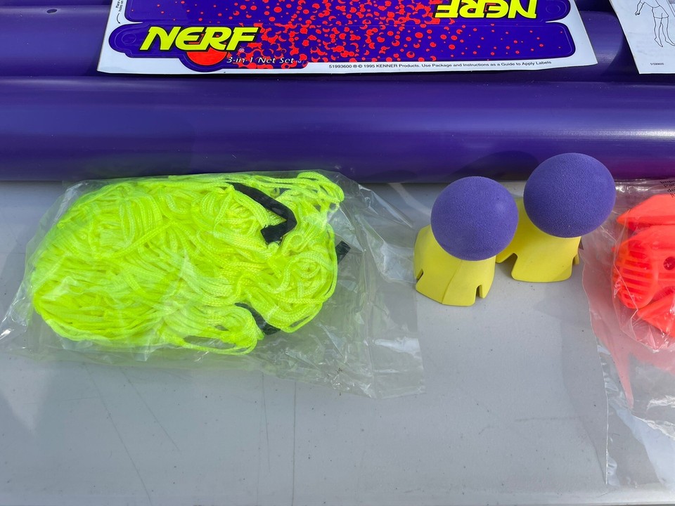 1994 Vintage NERF 3 in 1 Net Set Badminton Tennis Volleyball Foam RARE ...