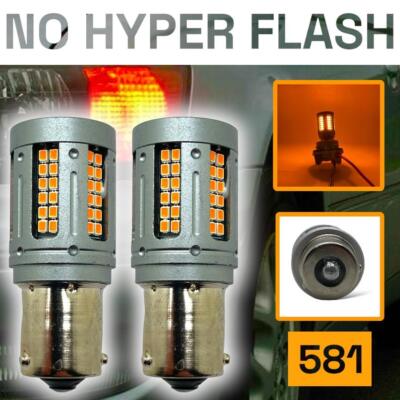 2x 581 PY21w BAU15s 72 LED amber indicator bulbs canbus error free ...