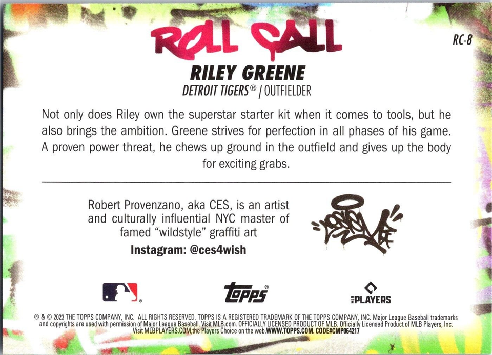 2023 Topps Big League Hello My Name Is Riley Greene RC Tigers B209 | eBay