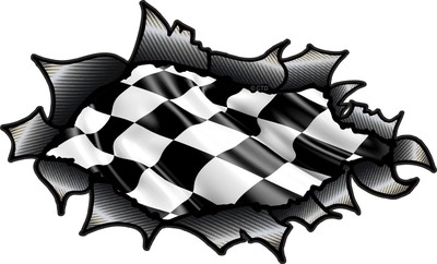 LARGE Carbon Fibre Fiber Ripped Torn Metal B&W Chequered Racing Flag ...