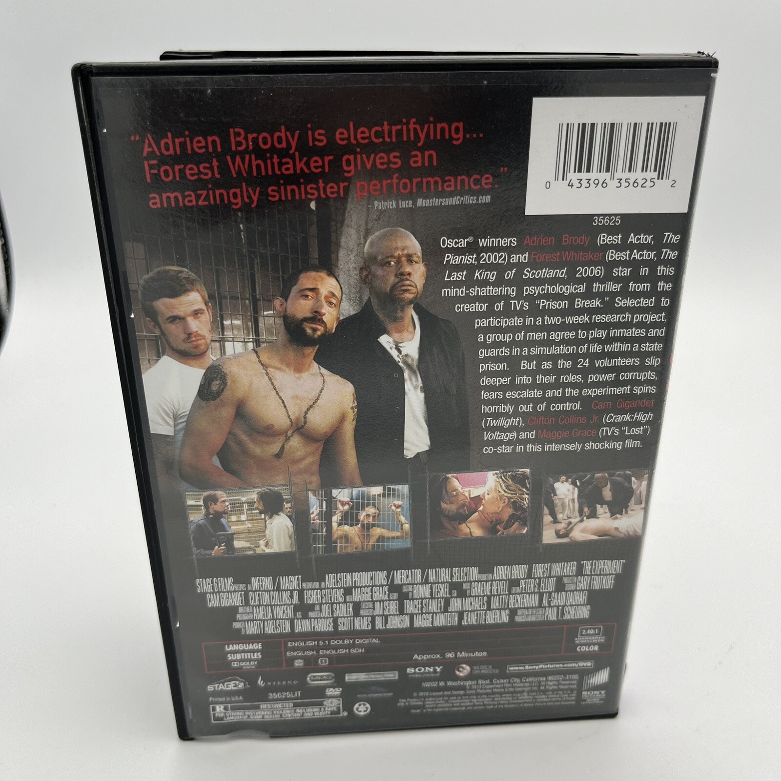 The Experiment Movie DVD 2010 Adrien Brody Forest Whitaker Thriller VG ...