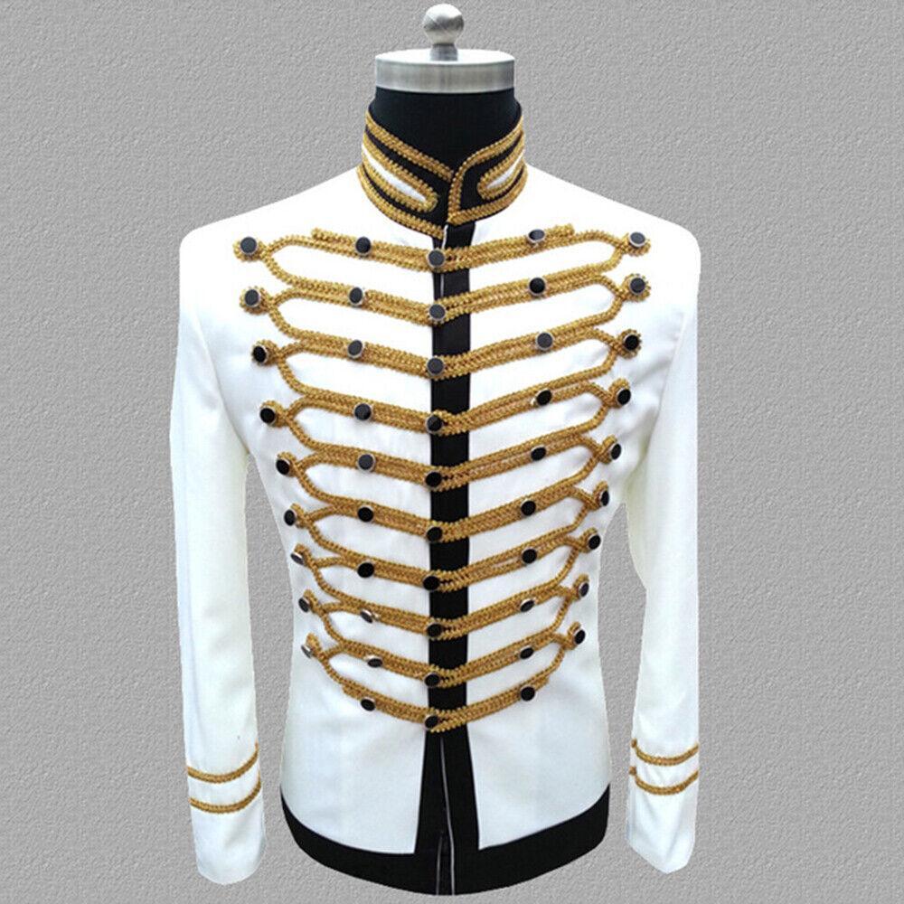 Mens Hussar Jacket Artillery Uniform Drummer Blazer Coat Gothic Retro ...