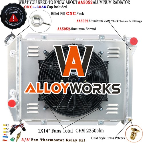 385 4Row Radiator+Shroud Fan For 1967-68 Ford LTD/Galaxie 500,Mercury ...