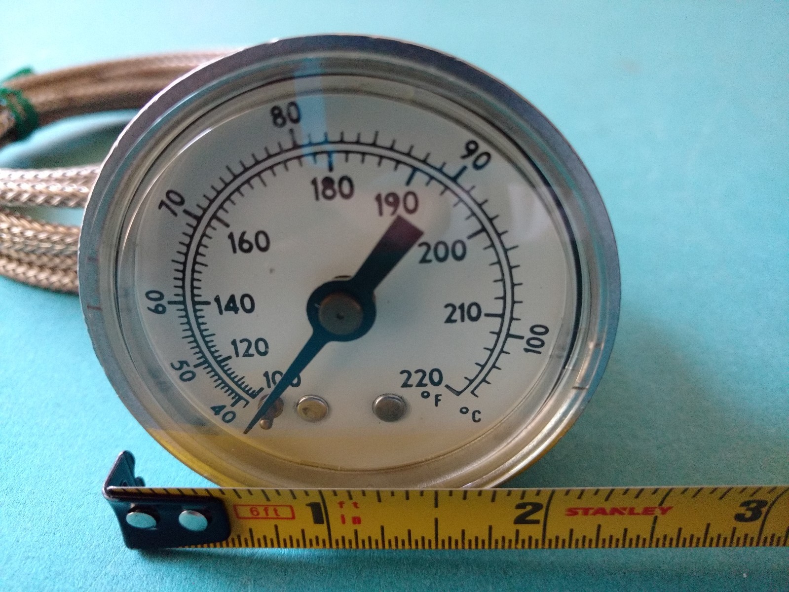 Temperature Gauge, 2” Panel Mount, 6’ Capillary Probe, ⁰F & ⁰C Scales ...