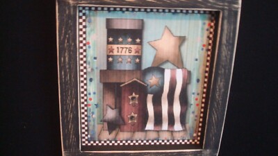 Primitive Country MINI Print **1776 Flag** black frame 6 1/2" x 7" | eBay