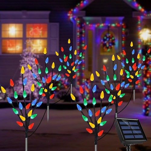 Upgraded 6 Packs 120 LED C6 Solar Christmas Lights, Christmas ...