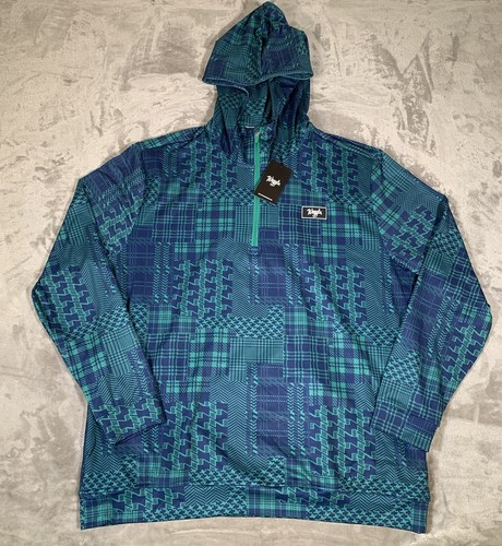 NWT Waggle Houndstooth Haze Men Size 2XL 1/4 Zip Golf Pullover Hoodie ...