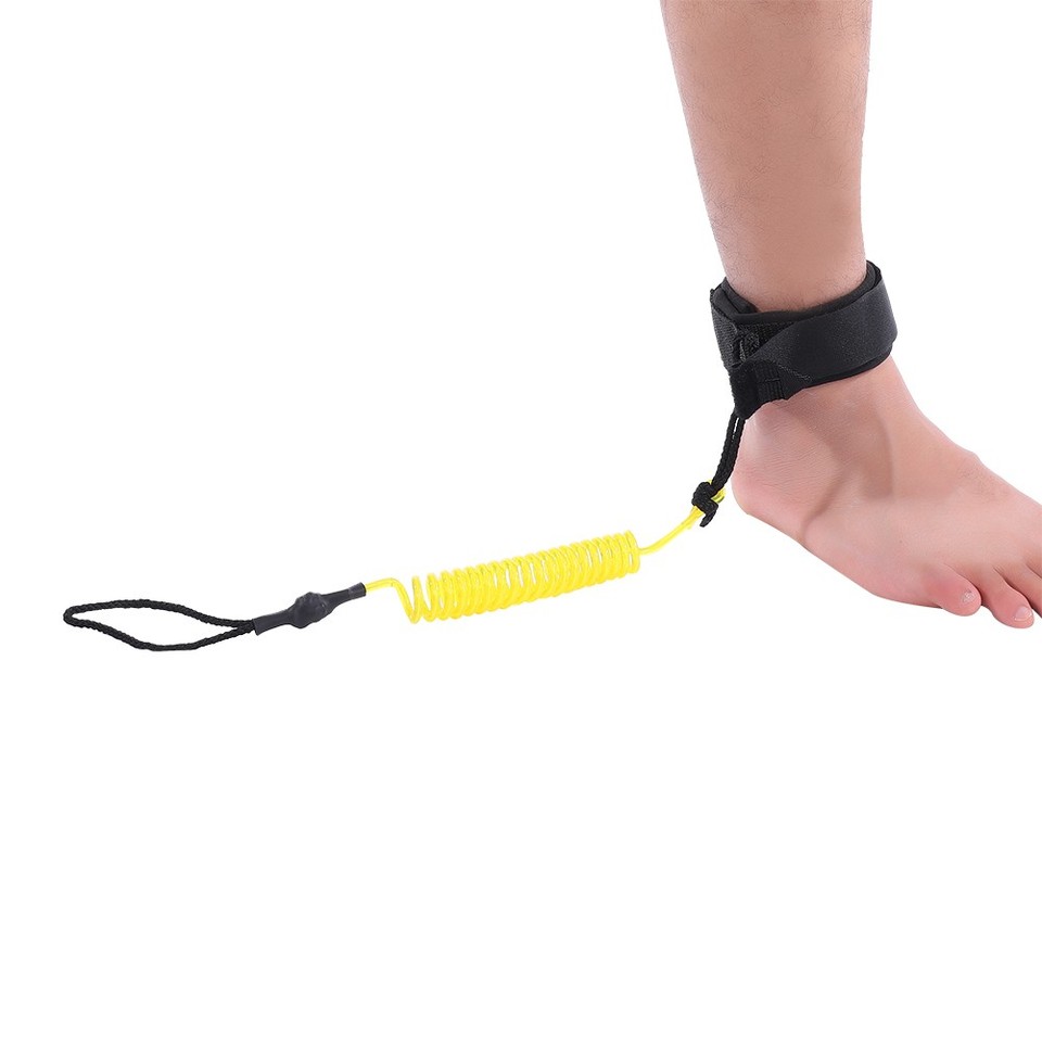 (yellow)Stand Up Paddle Board Coiled Spring Leg Foot Rope Surf Leash ...
